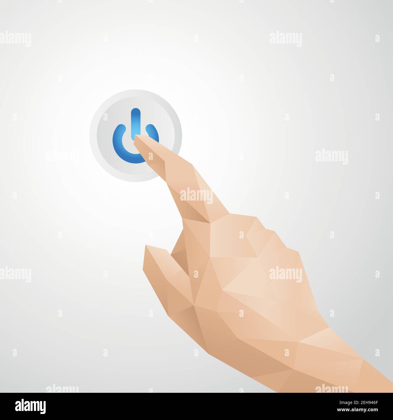 Abstract Hand Pressing Power Button Stock Vector Image & Art - Alamy