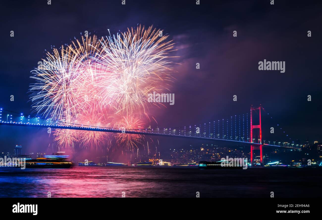 ISTANBUL, TURKEY. New Year 2020 Celebrations Around the Istanbul ...