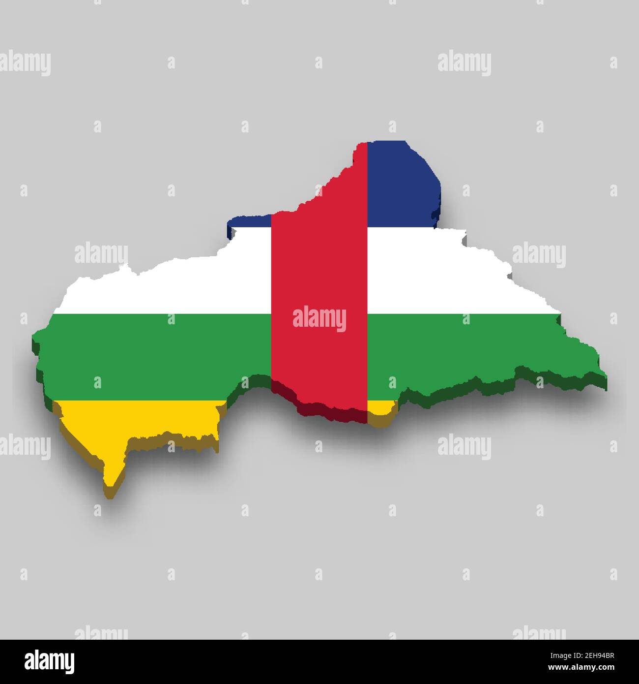 3d isometric Map of Central African Republic with national flag. Vector ...