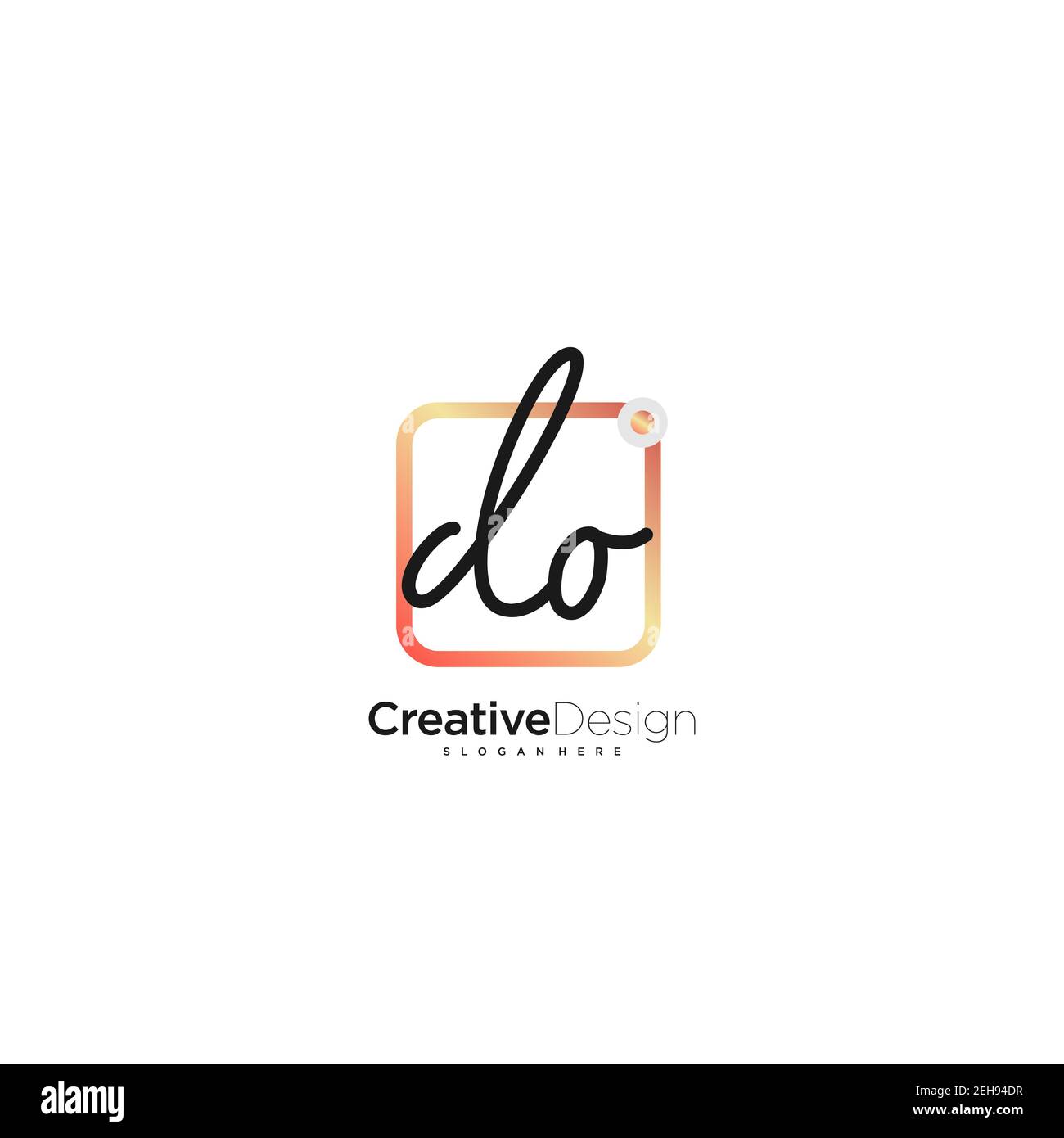 DO Initial Letter handwriting logo hand drawn colorful box vector, logo ...