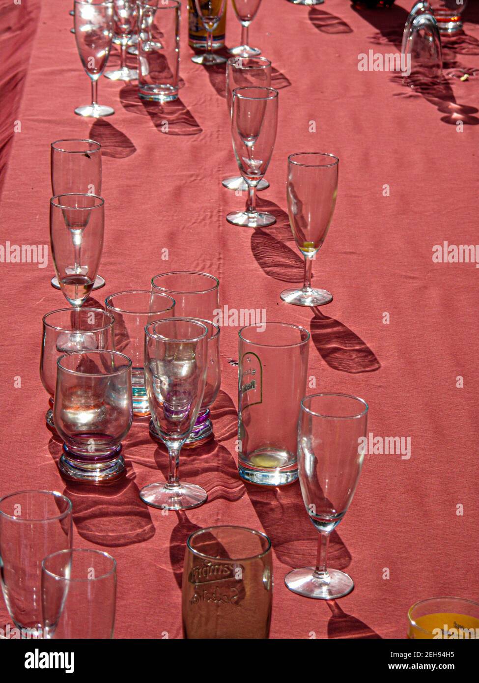Glasses on table Stock Photo - Alamy