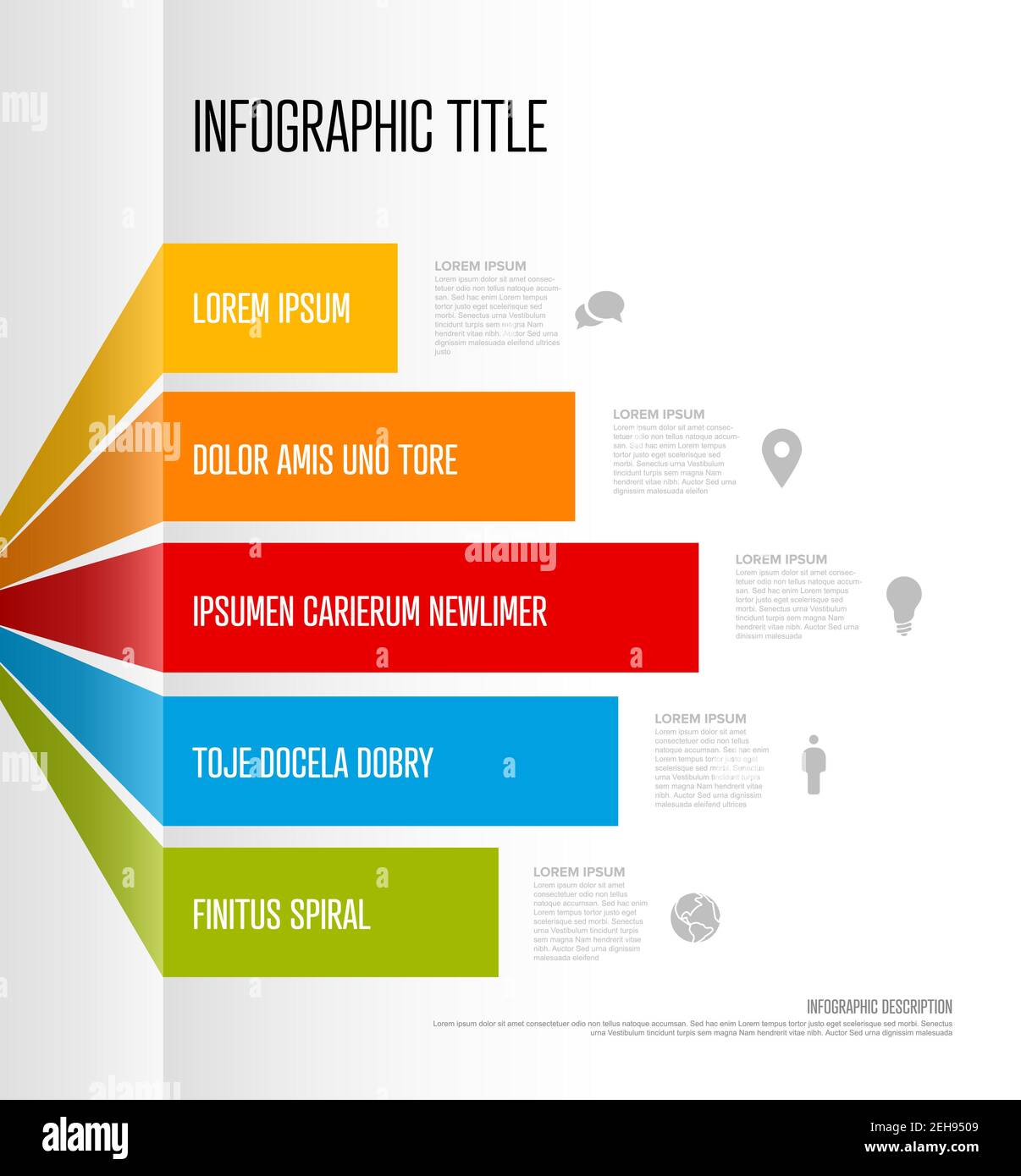 Vector multipurpose Infographic template made from five curved stripes ...