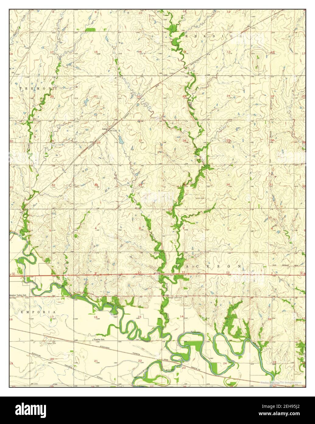 Lang, Kansas, map 1957, 1:24000, United States of America by Timeless ...