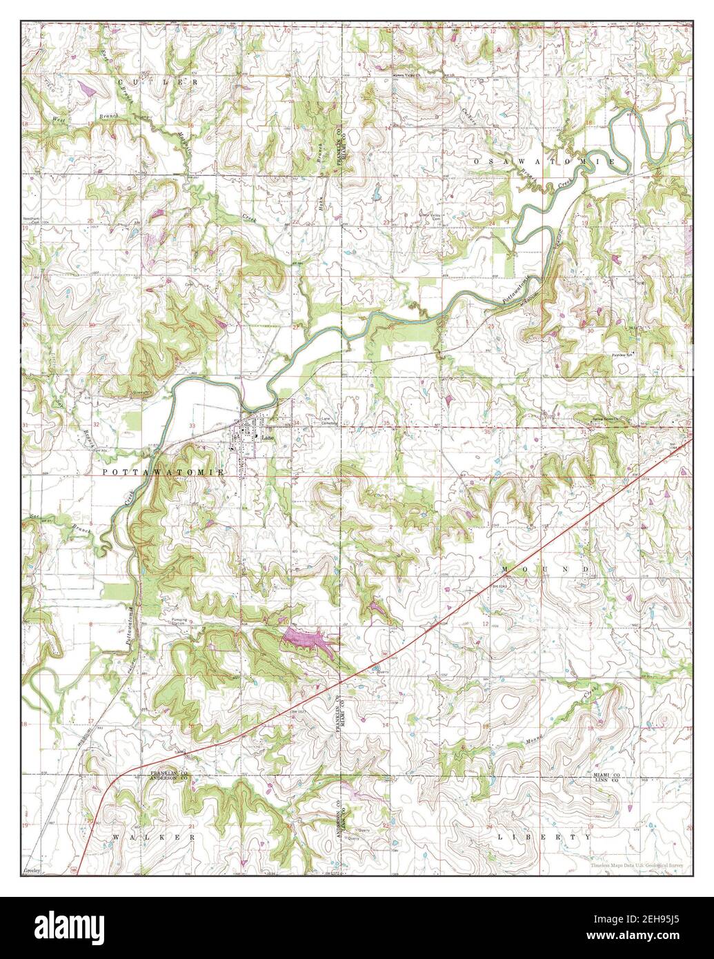 Lane, Kansas, map 1966, 1:24000, United States of America by Timeless ...