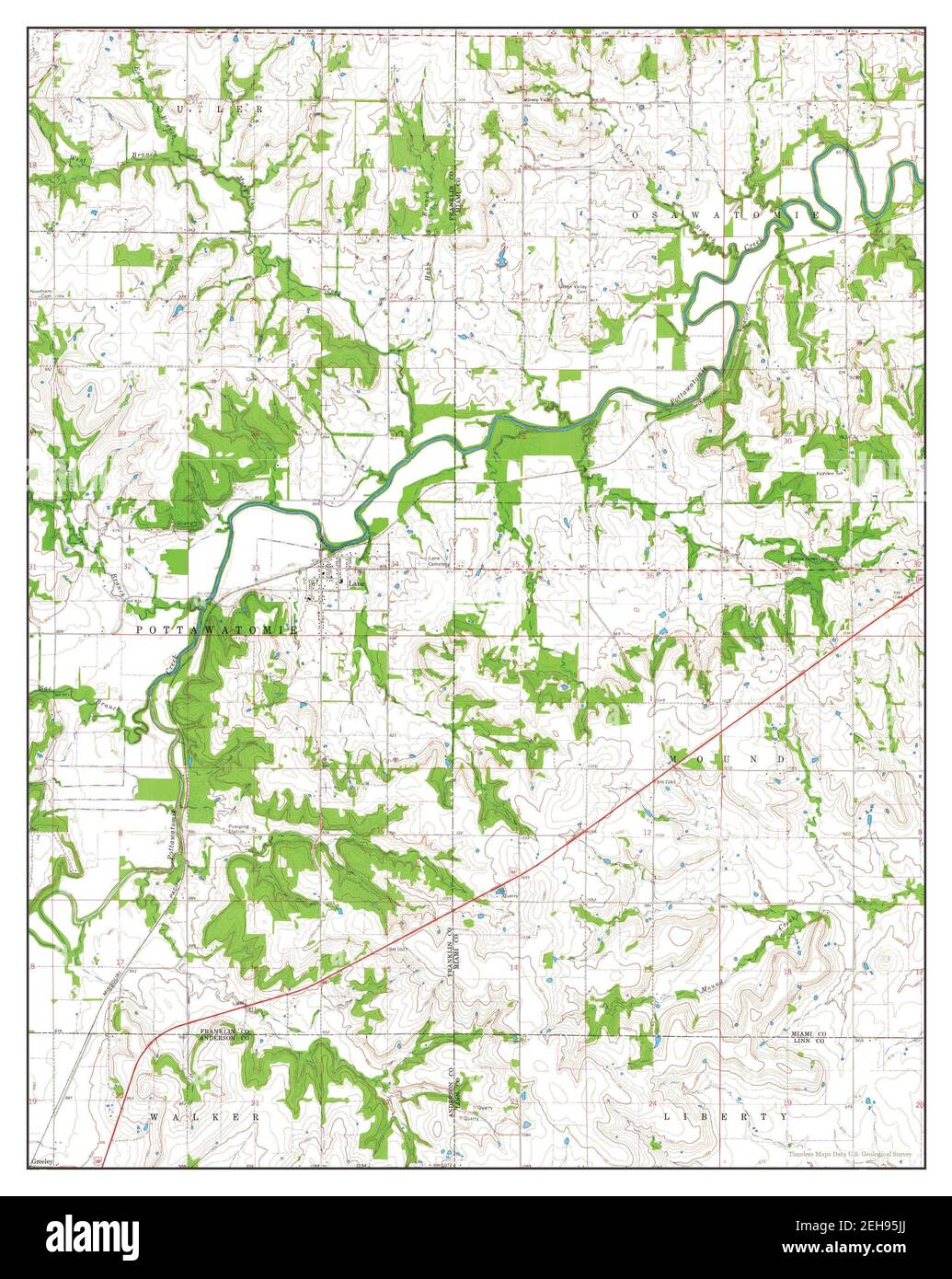 Lane, Kansas, map 1966, 1:24000, United States of America by Timeless ...