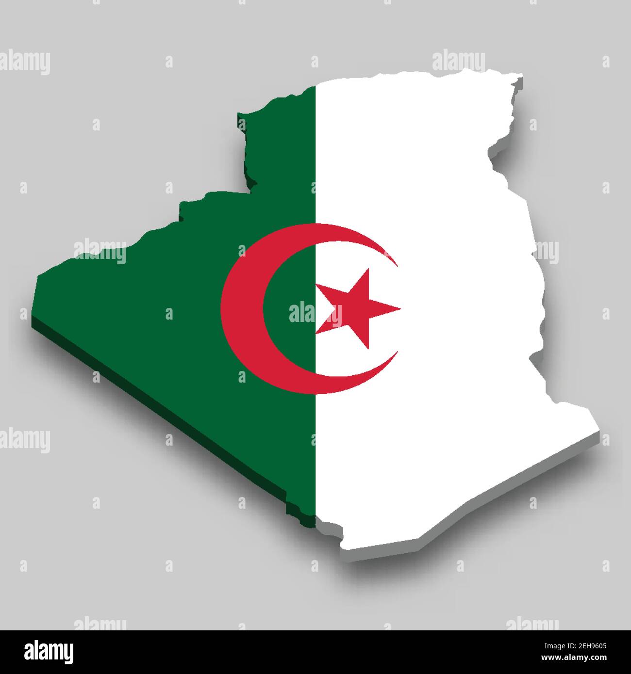 3d isometric Map of Algeria with national flag. Vector Illustration ...