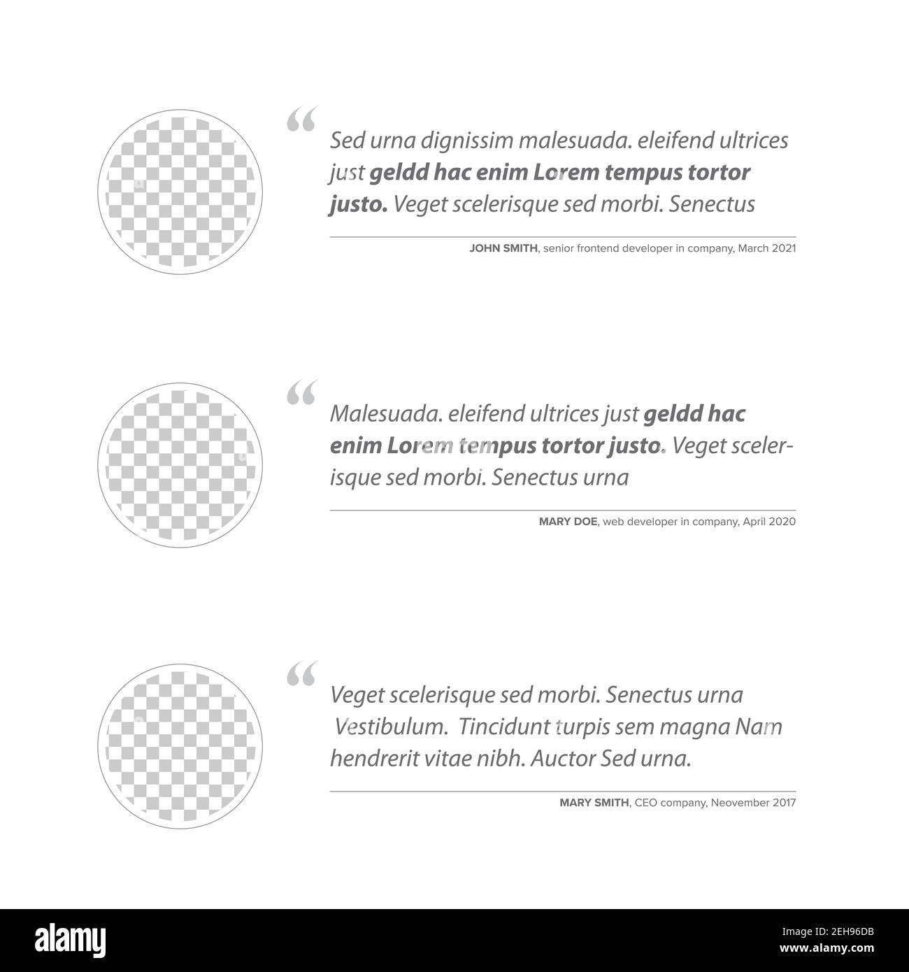 Simple white minimalistic testimonial review section layout template ...