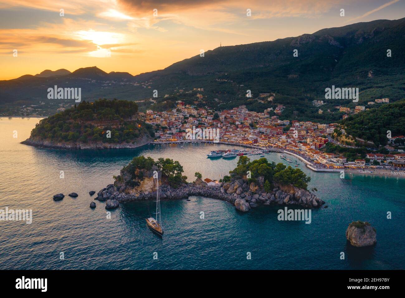 Panoramic view of scenic Parga city, Greece Stock Photo - Alamy