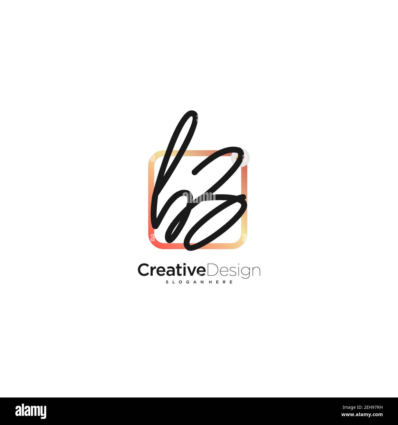 BZ Initial Letter handwriting logo hand drawn colorful box vector, logo ...