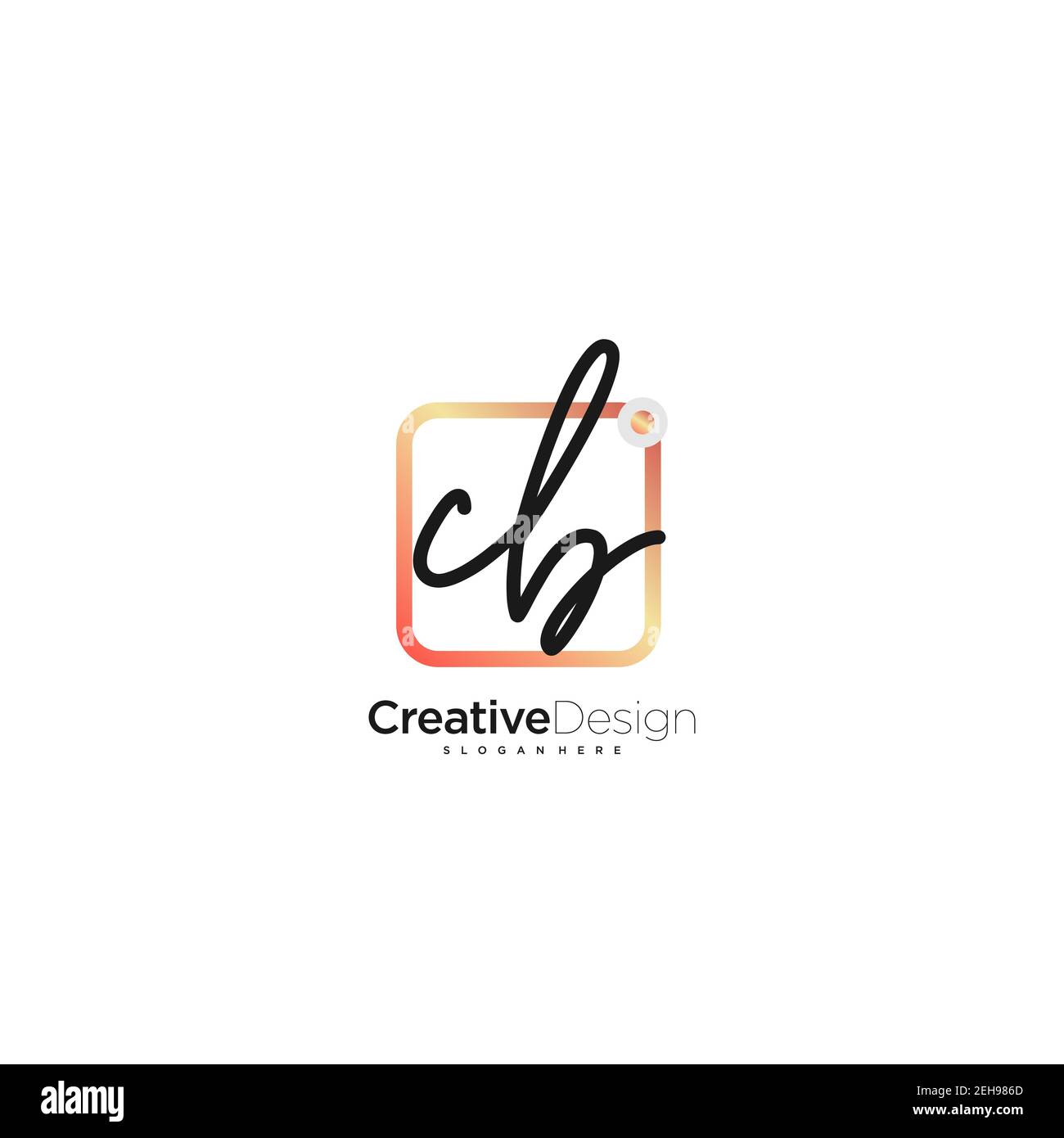 CB Initial Letter handwriting logo hand drawn colorful box vector, logo ...