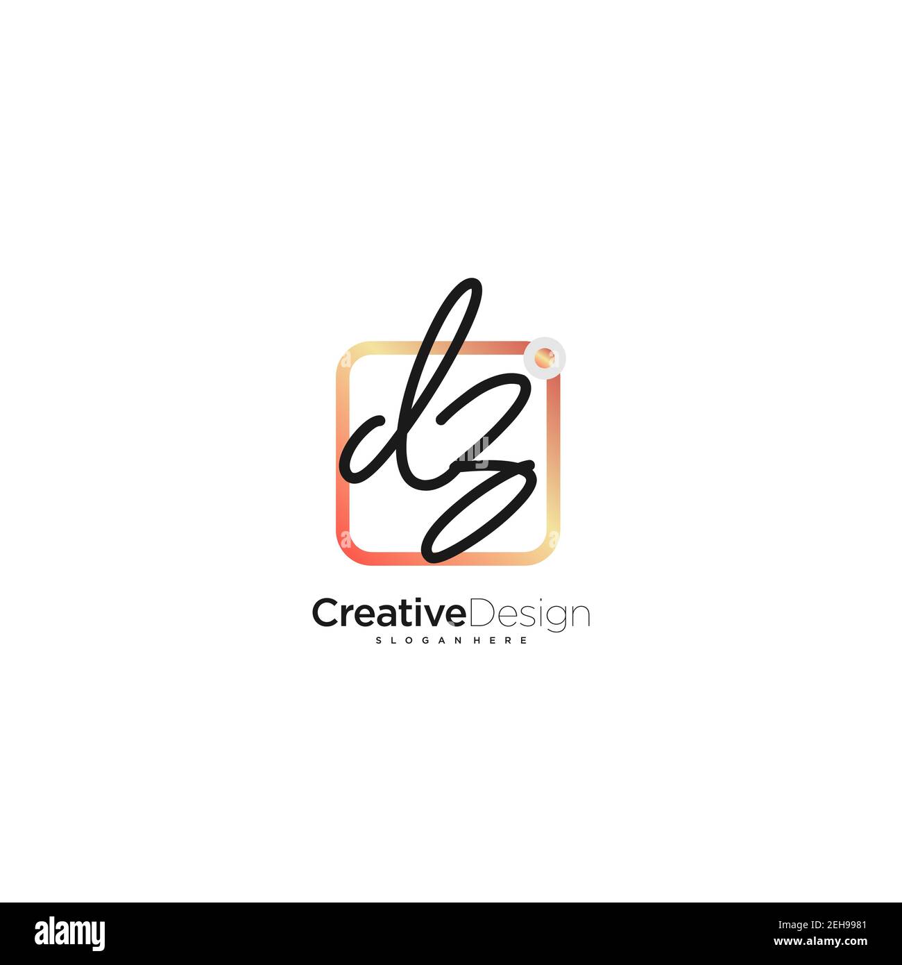 DZ Initial Letter handwriting logo hand drawn colorful box vector, logo ...