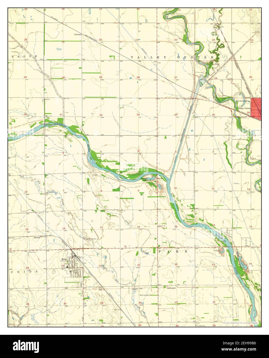 Maize, Kansas, map 1961, 1:24000, United States of America by Timeless ...