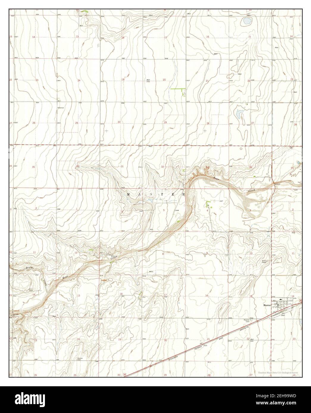 Manter, Kansas, map 1973, 1:24000, United States of America by Timeless ...