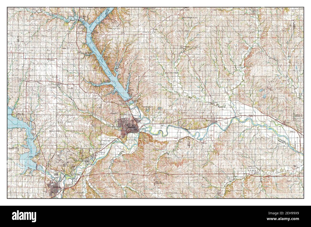 Manhattan, Kansas, map 1990, 1:100000, United States of America by ...