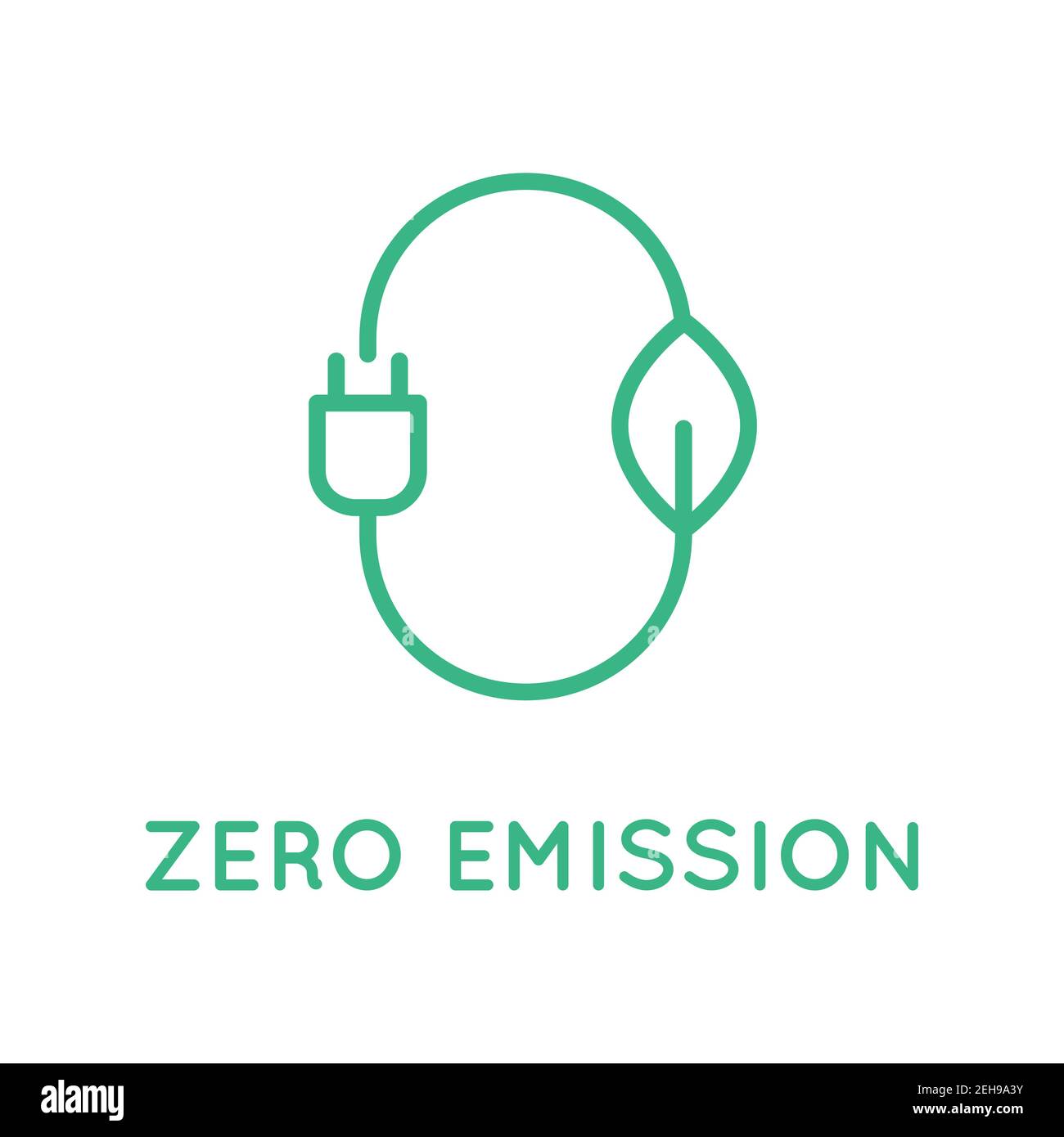 Zero emission sign, logo, symbol. Stylized number zero with a leaf and ...