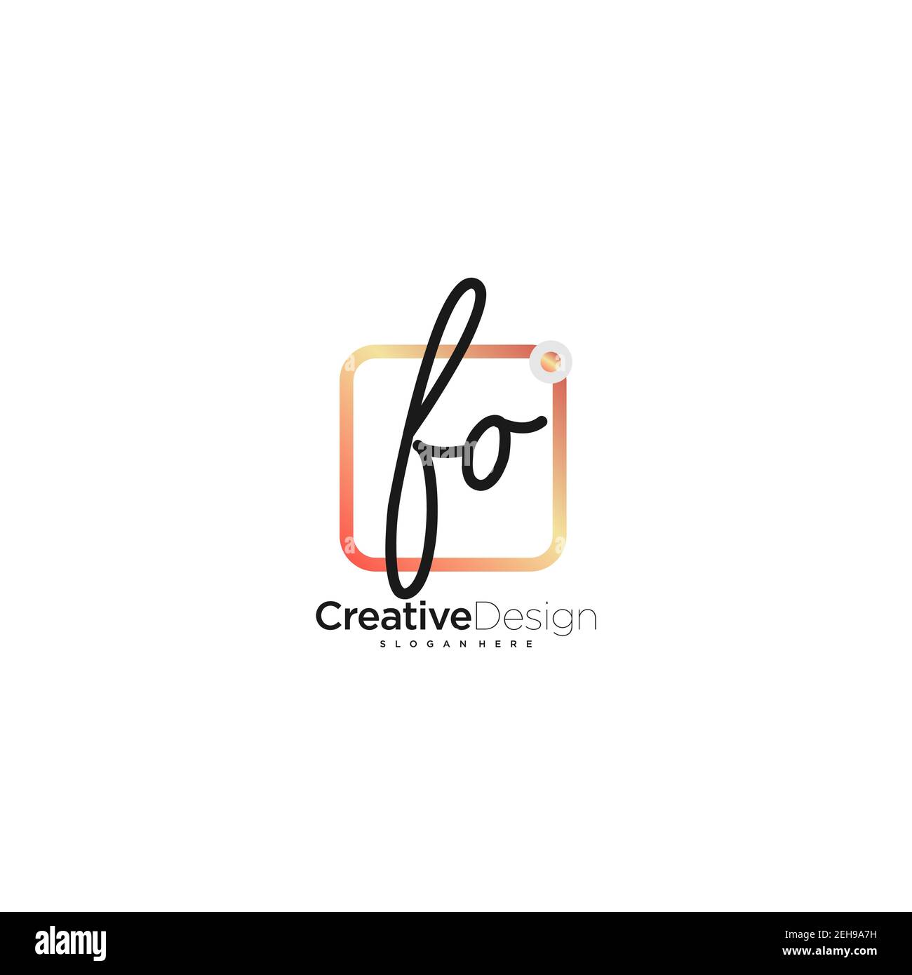 FO Initial Letter handwriting logo hand drawn colorful box vector, logo ...
