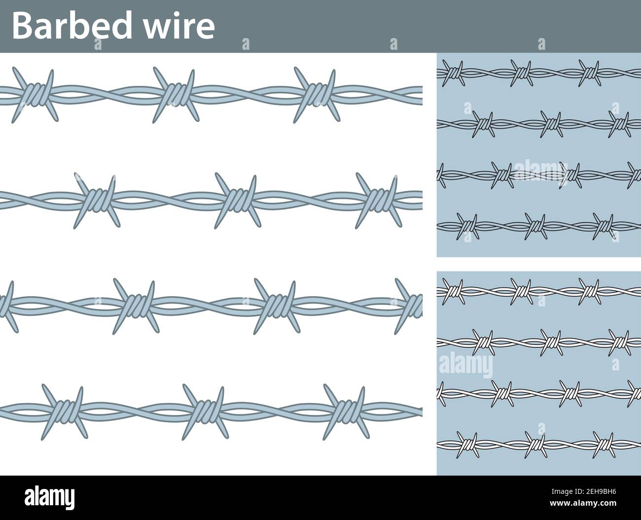 Three different versions of a seamless pattern with barbed wire ...
