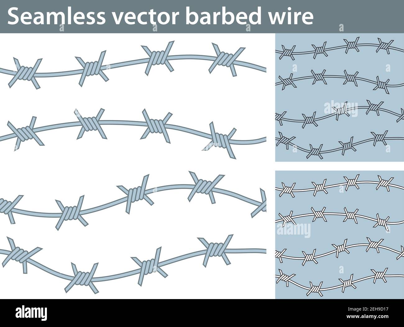 Three different versions of a seamless pattern with barbed wire ...