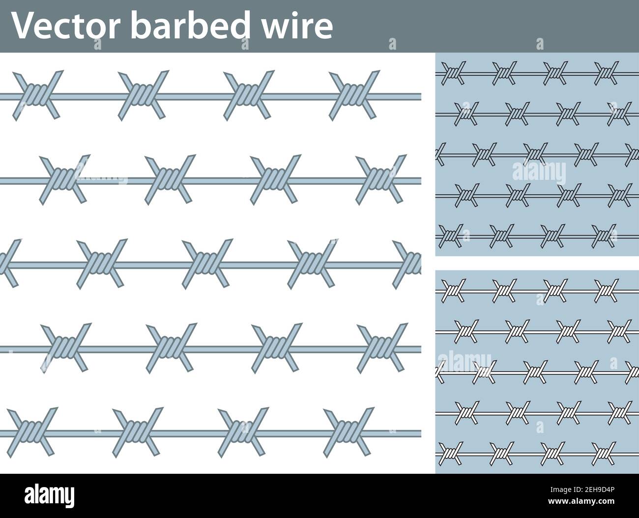 Three different versions of a seamless pattern with barbed wire ...