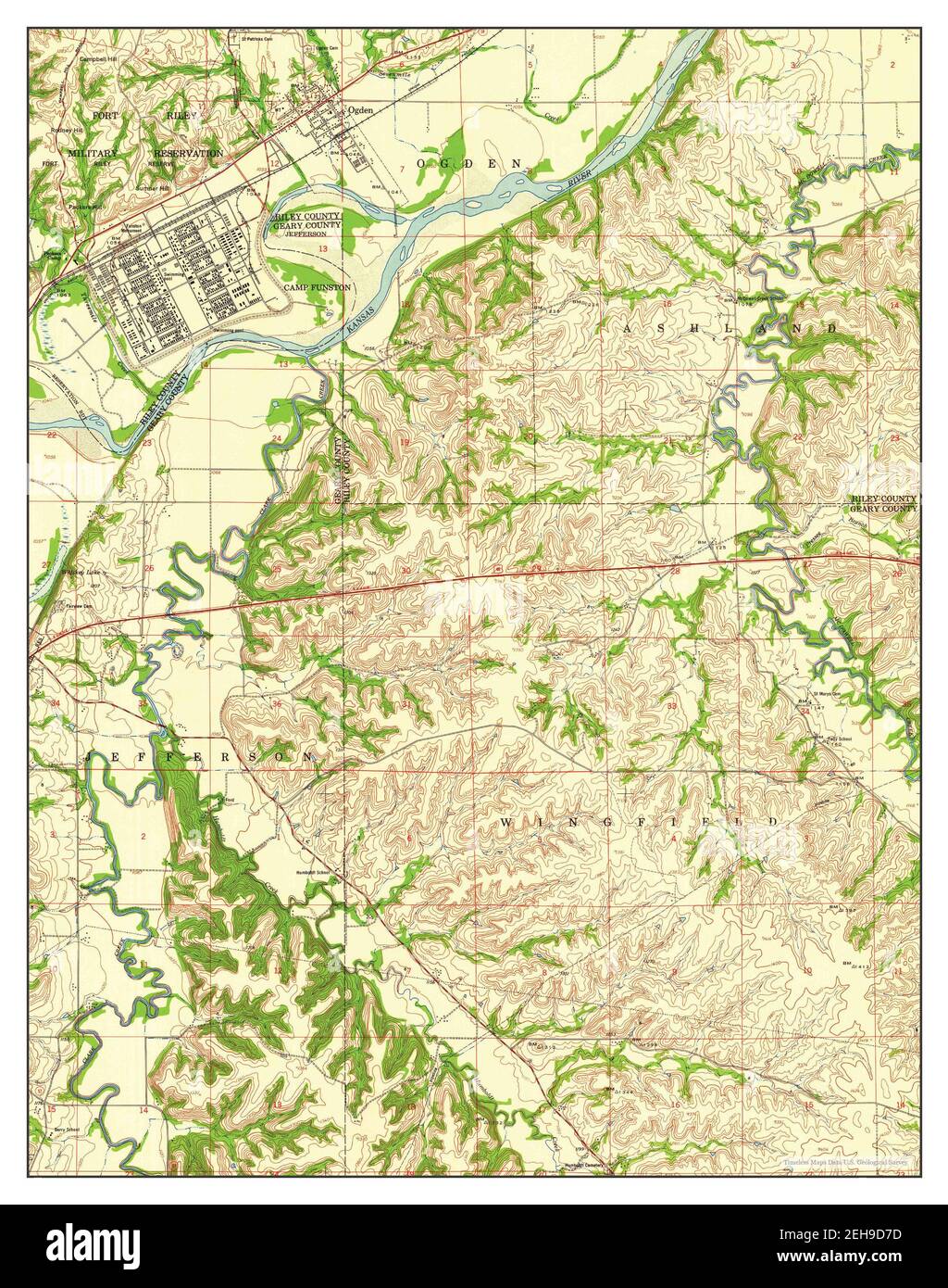 Ogden, Kansas, map 1955, 1:24000, United States of America by Timeless ...