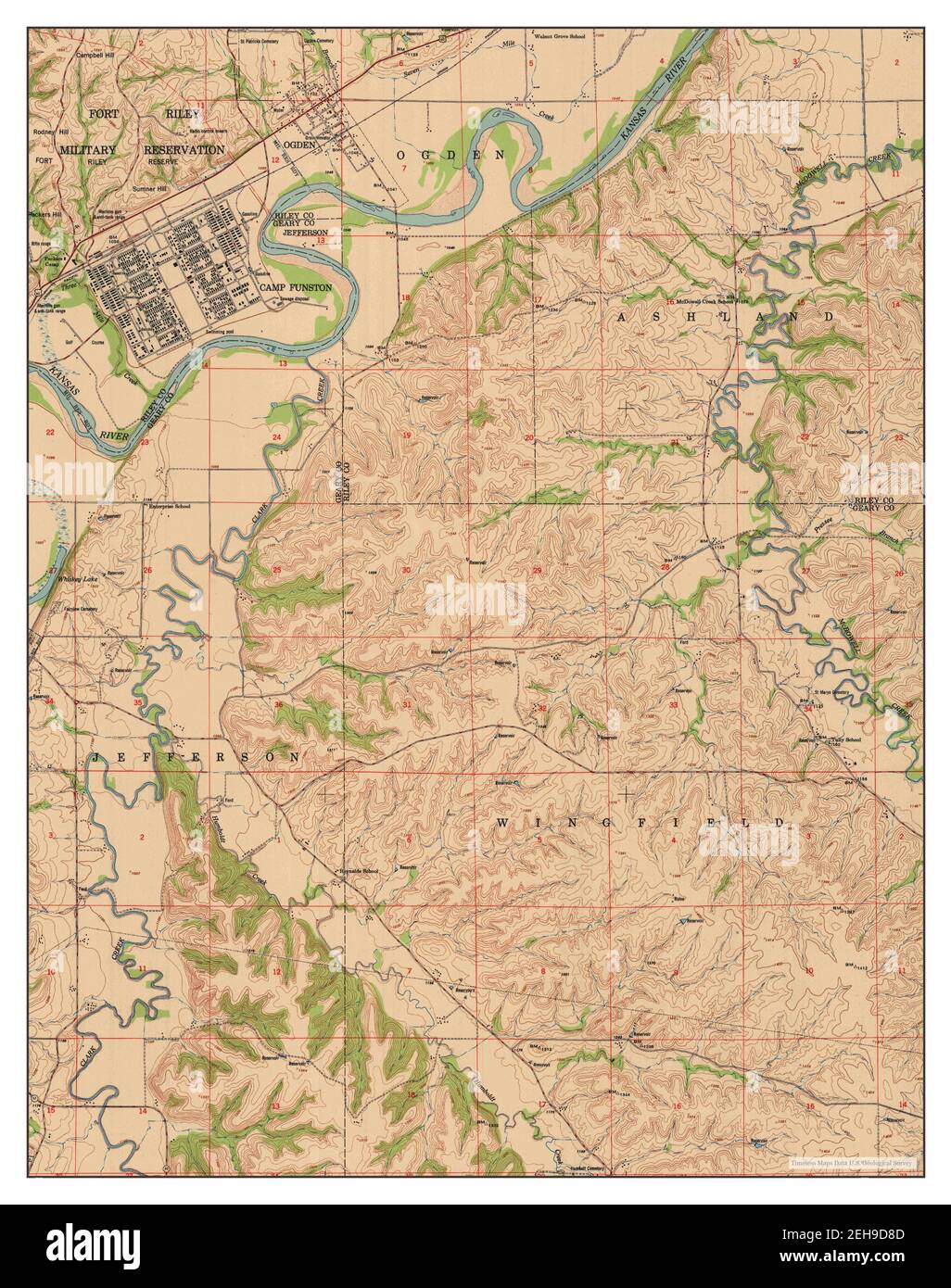 Ogden, Kansas, map 1951, 1:24000, United States of America by Timeless ...