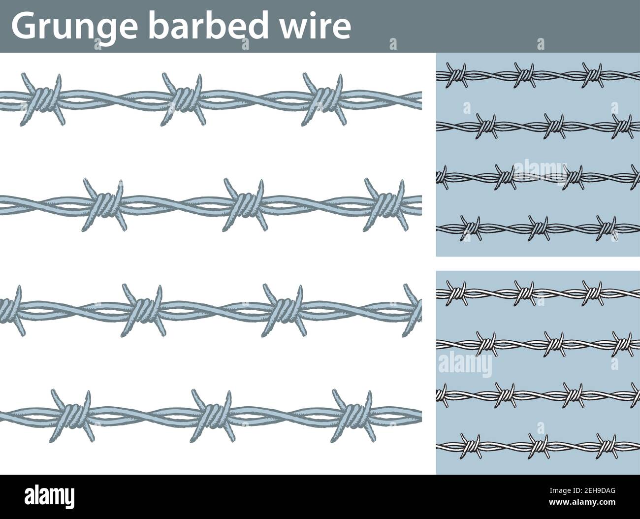 Three different versions of a seamless pattern with barbed wire ...