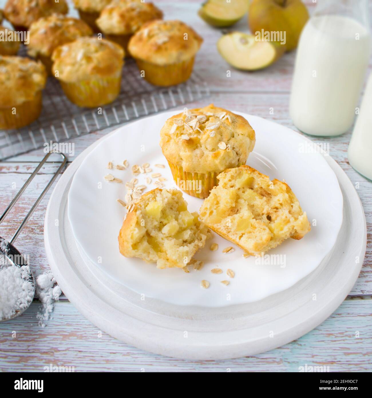 Apple muffins with yogurt hi-res stock photography and images - Alamy