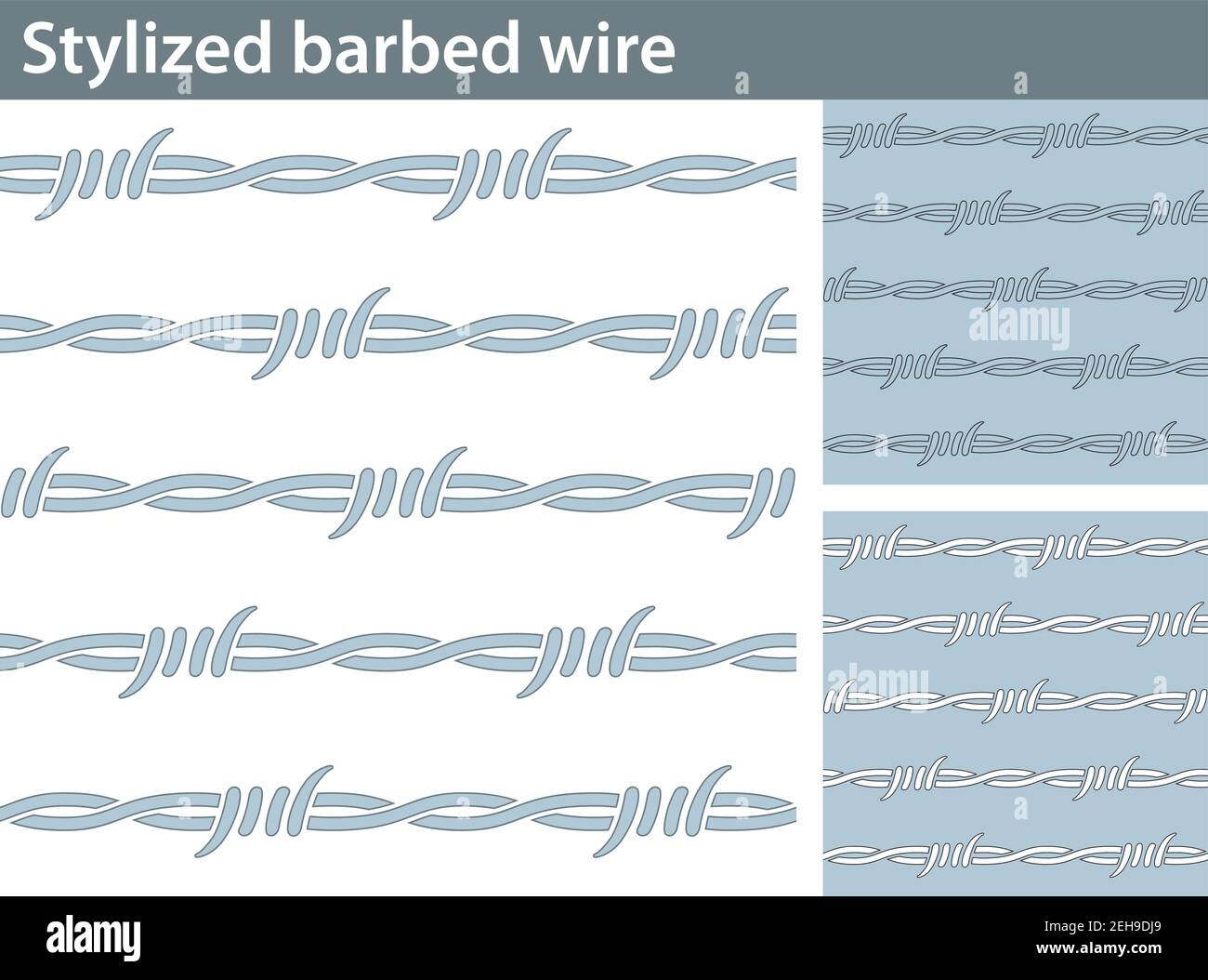 Three different versions of a seamless pattern with barbed wire ...