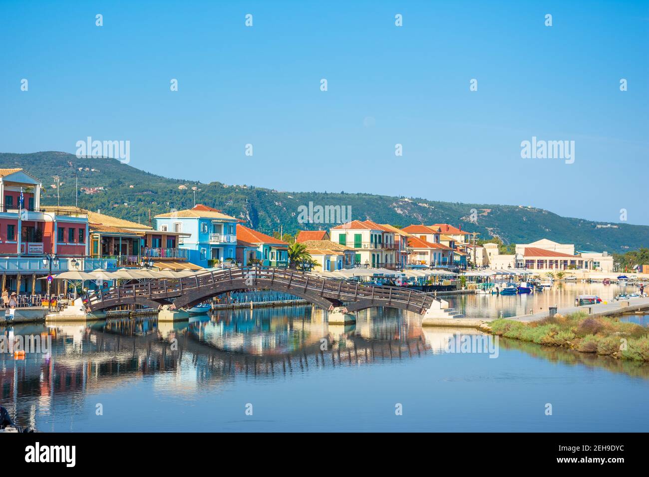 Lefkas (Lefkada) town, amazing view at the small marina for the fishing ...