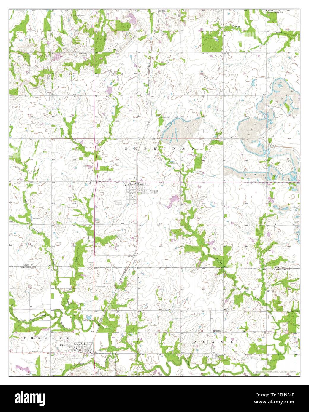Prescott, Kansas, map 1958, 1:24000, United States of America by ...
