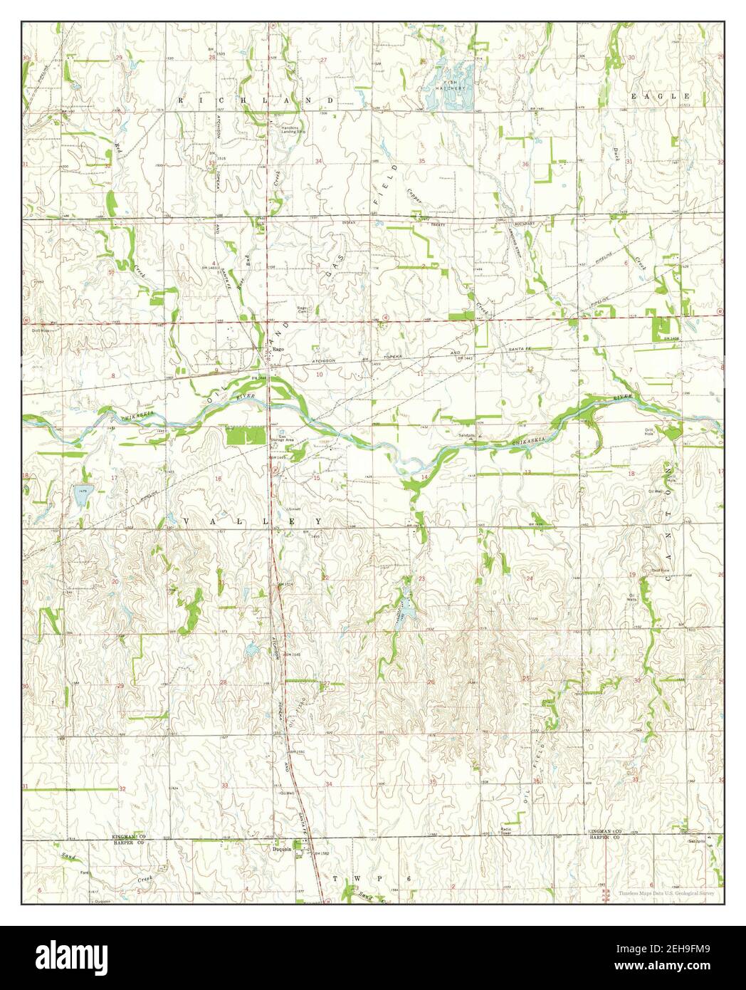 Rago, Kansas, map 1973, 1:24000, United States of America by Timeless ...