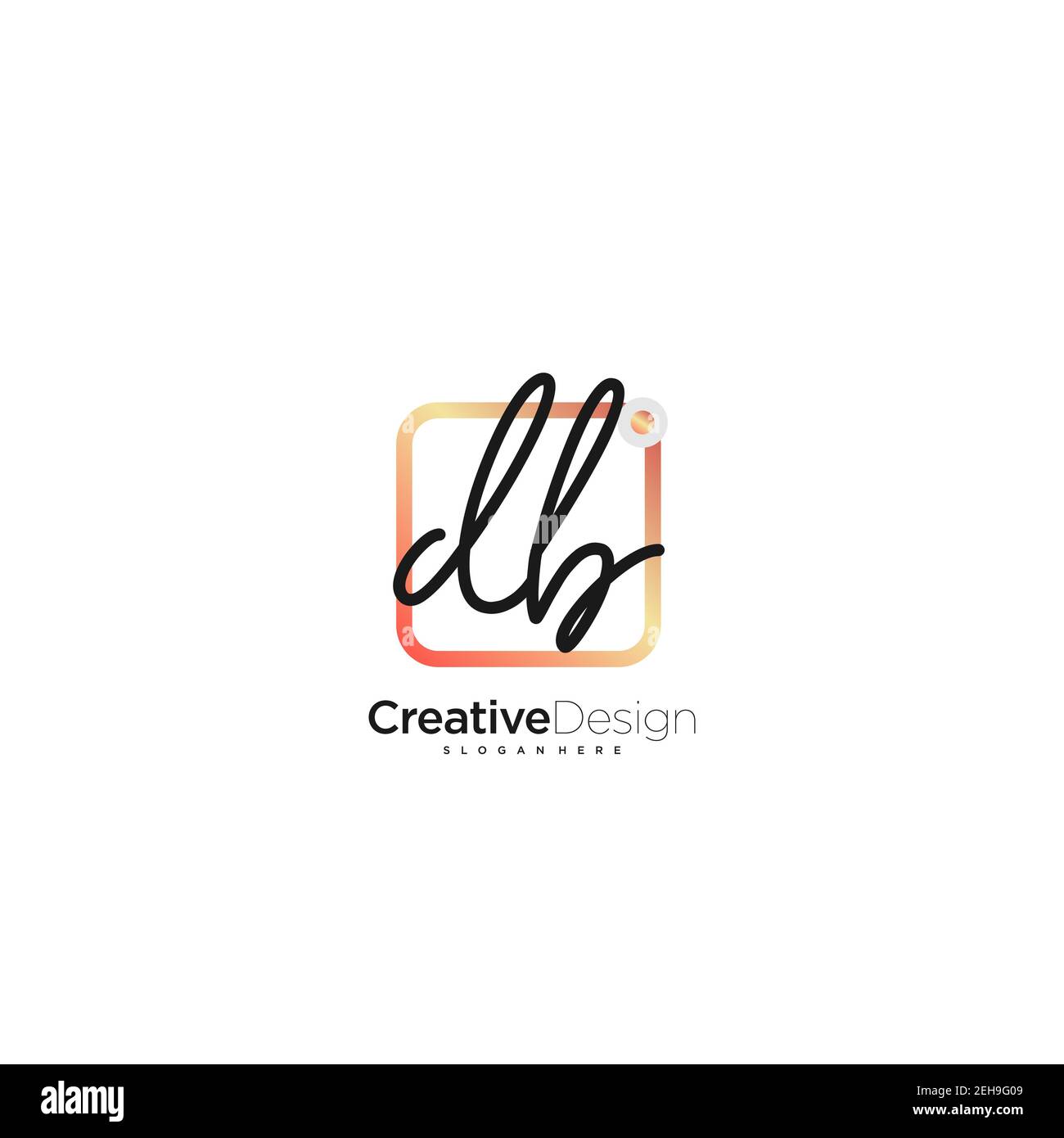 DB Initial Letter handwriting logo hand drawn colorful box vector, logo ...
