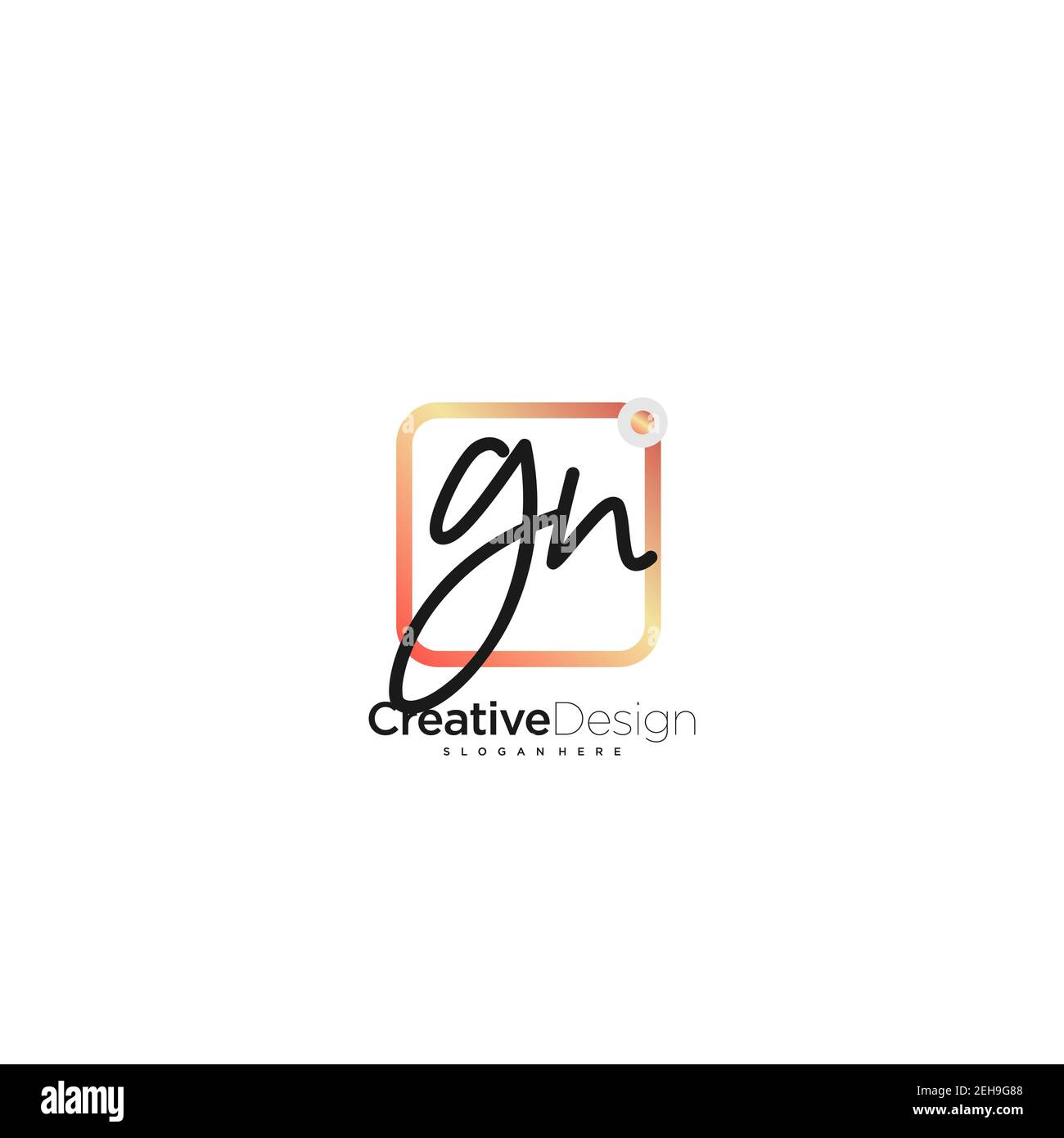 GN Initial Letter handwriting logo hand drawn colorful box vector, logo ...