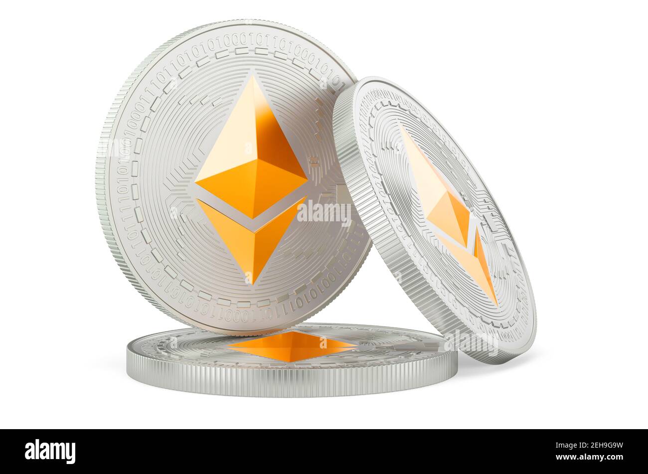Ethereum coins set, 3D rendering isolated on white background Stock ...