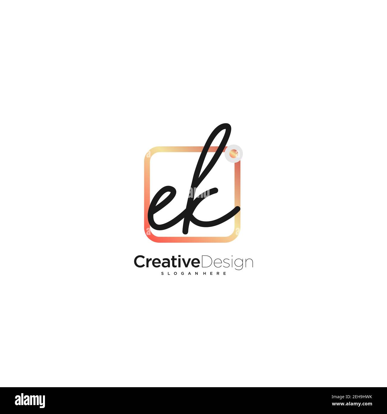 EK Initial Letter handwriting logo hand drawn colorful box vector, logo ...