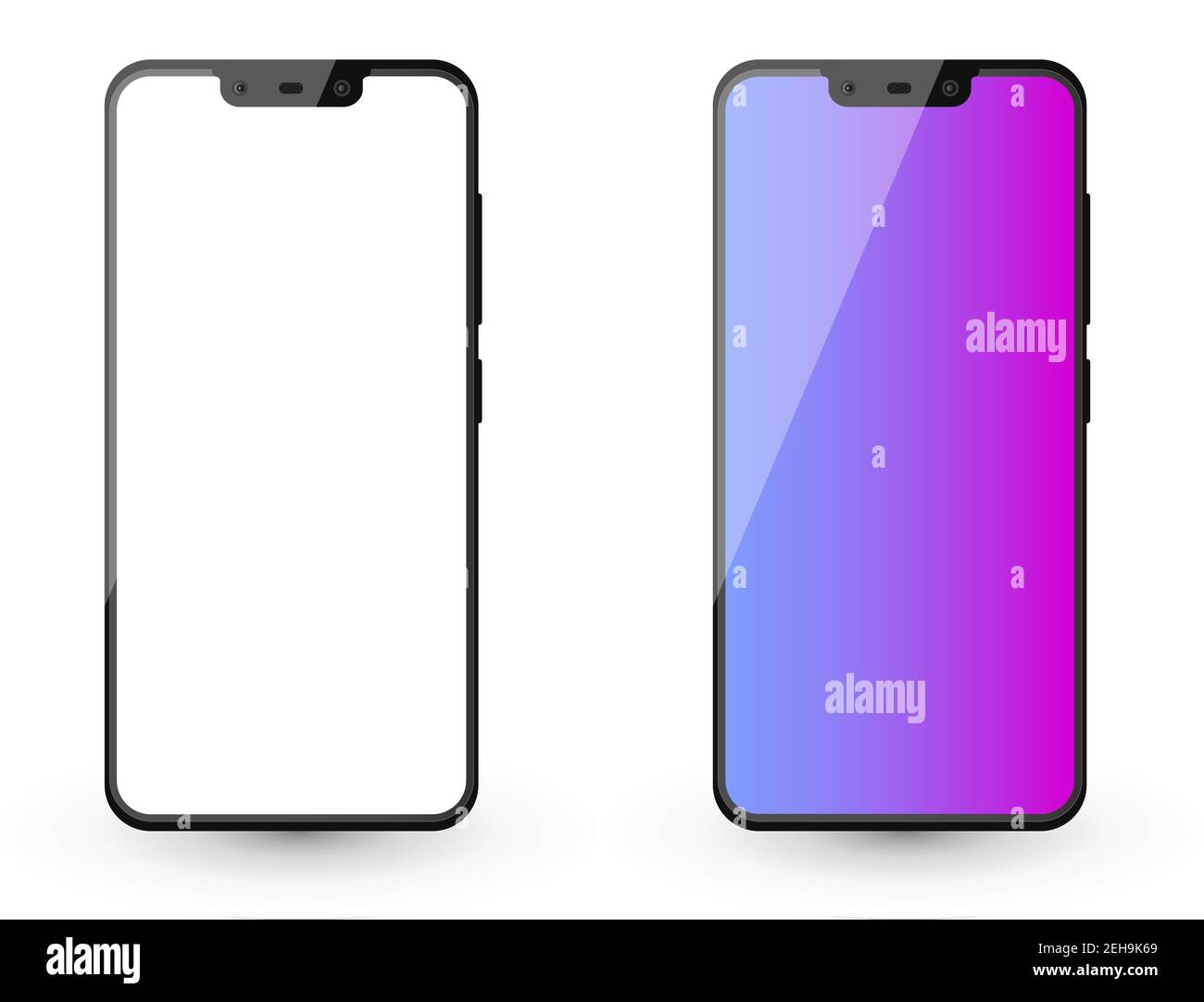 Two modern flat smartphone mockups. UI design template for ...