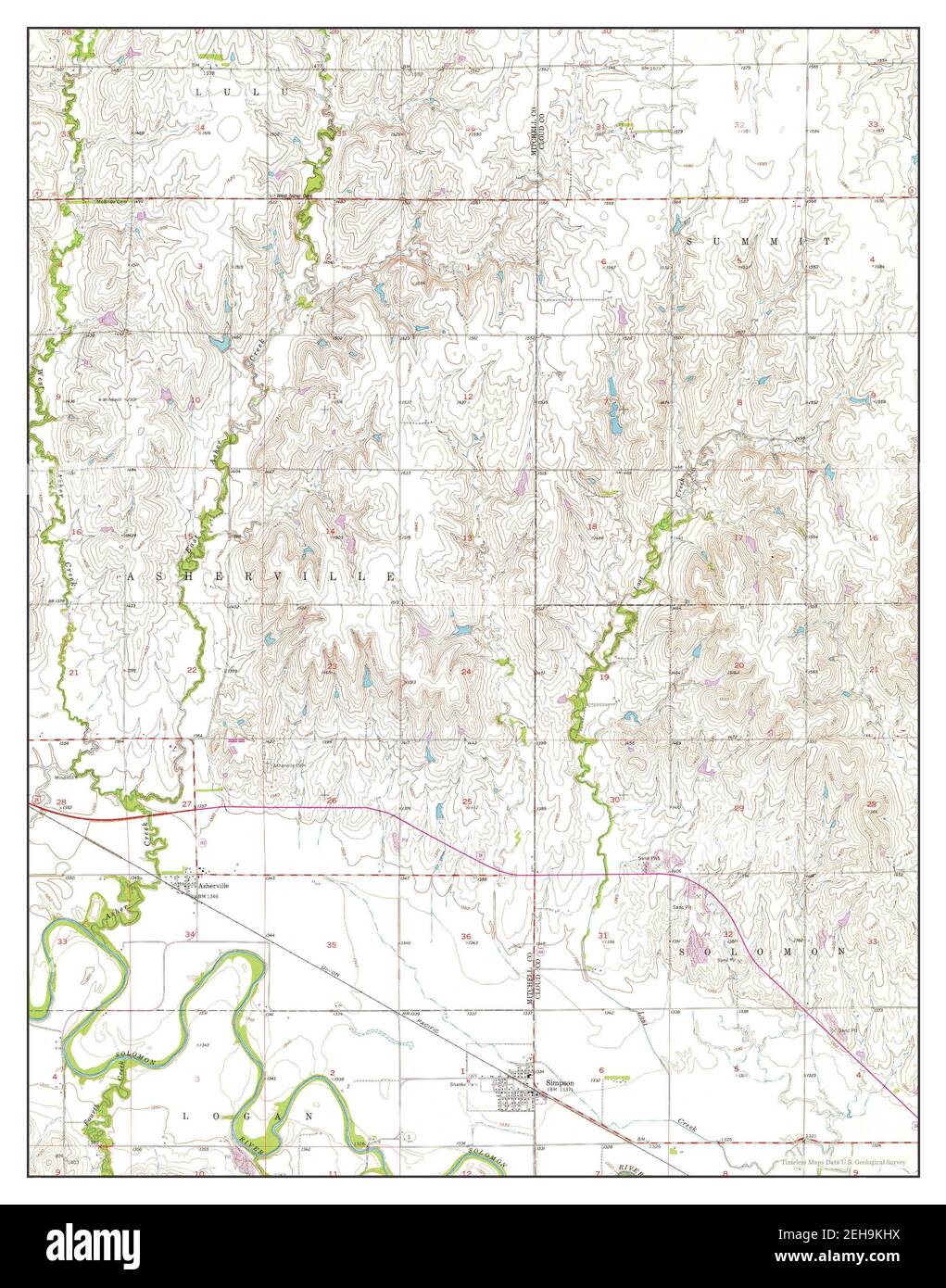 Simpson, Kansas, map 1953, 1:24000, United States of America by ...
