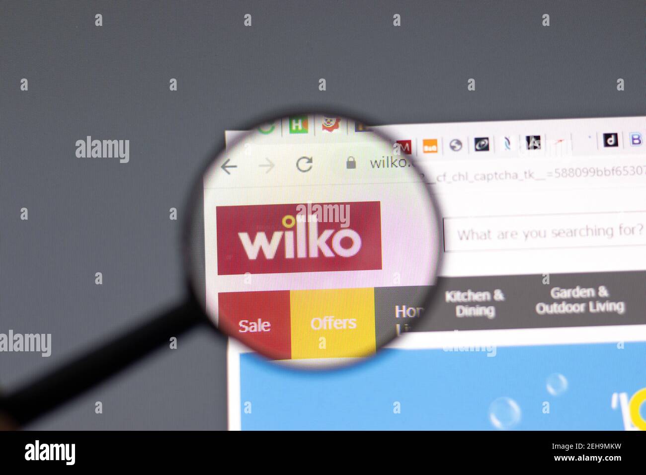 New York, USA - 15 February 2021: Wilko website in browser with company ...