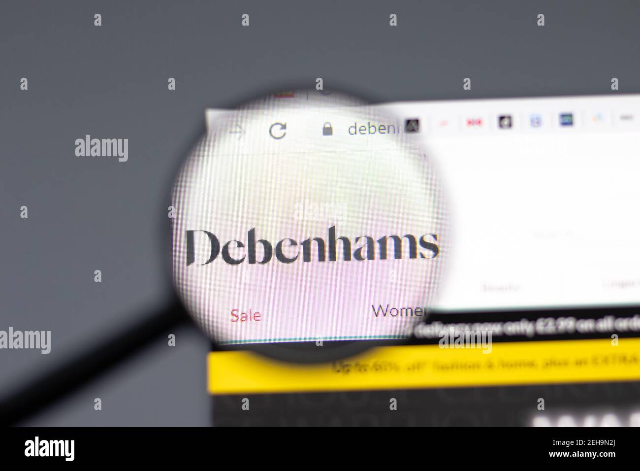 New York, USA - 15 February 2021: Debenhams website in browser with ...