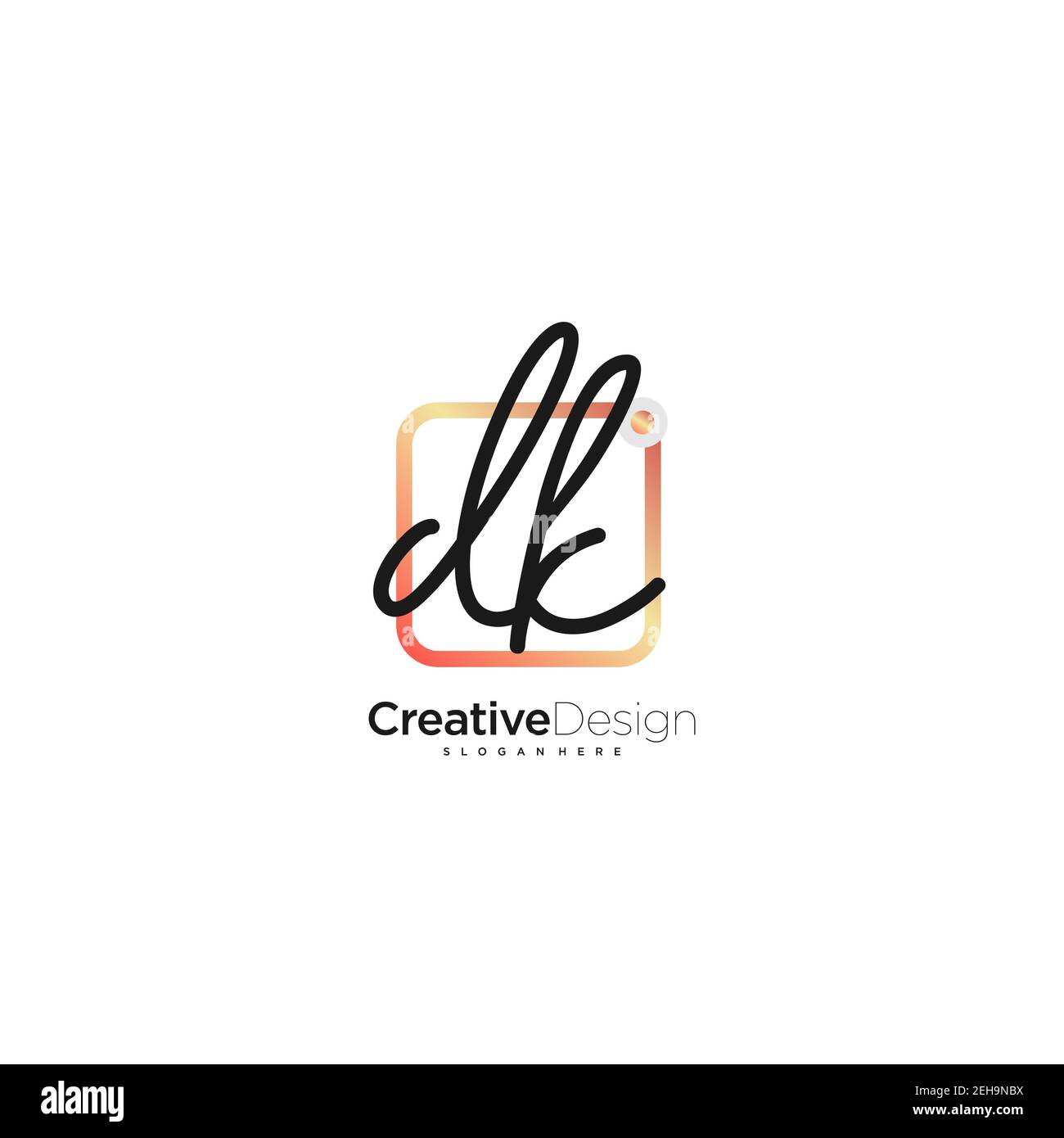DK Initial Letter handwriting logo hand drawn colorful box vector, logo ...