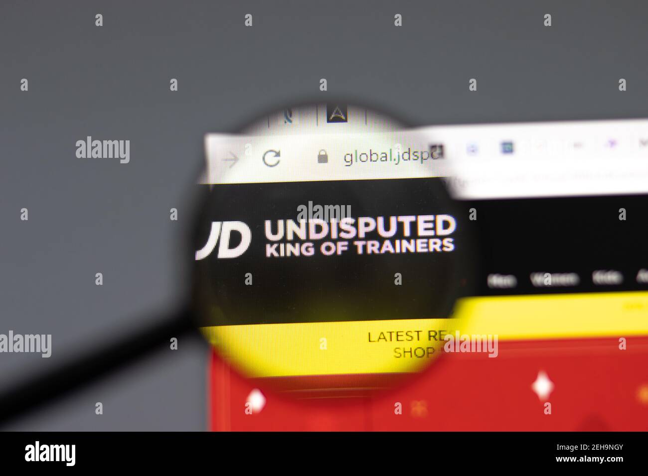 New York, USA - 15 February 2021: JD Sports website in browser with ...