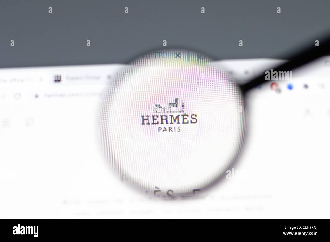 New York, USA - 15 February 2021: Hermes website in browser with ...