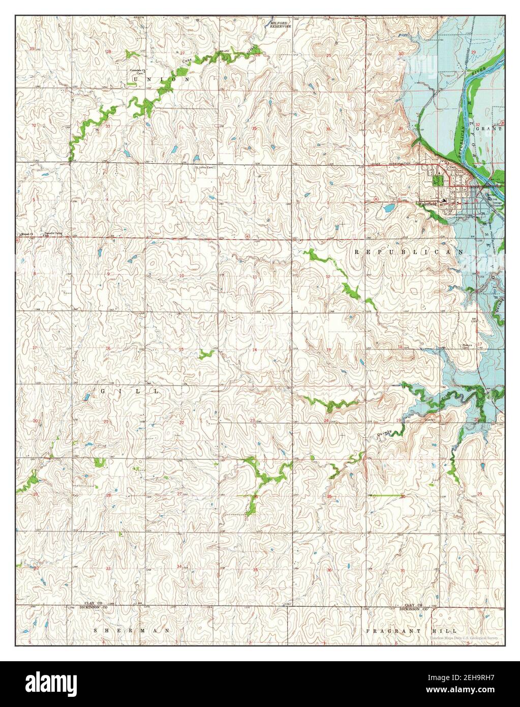 Wakefield, Kansas, map 1964, 1:24000, United States of America by ...