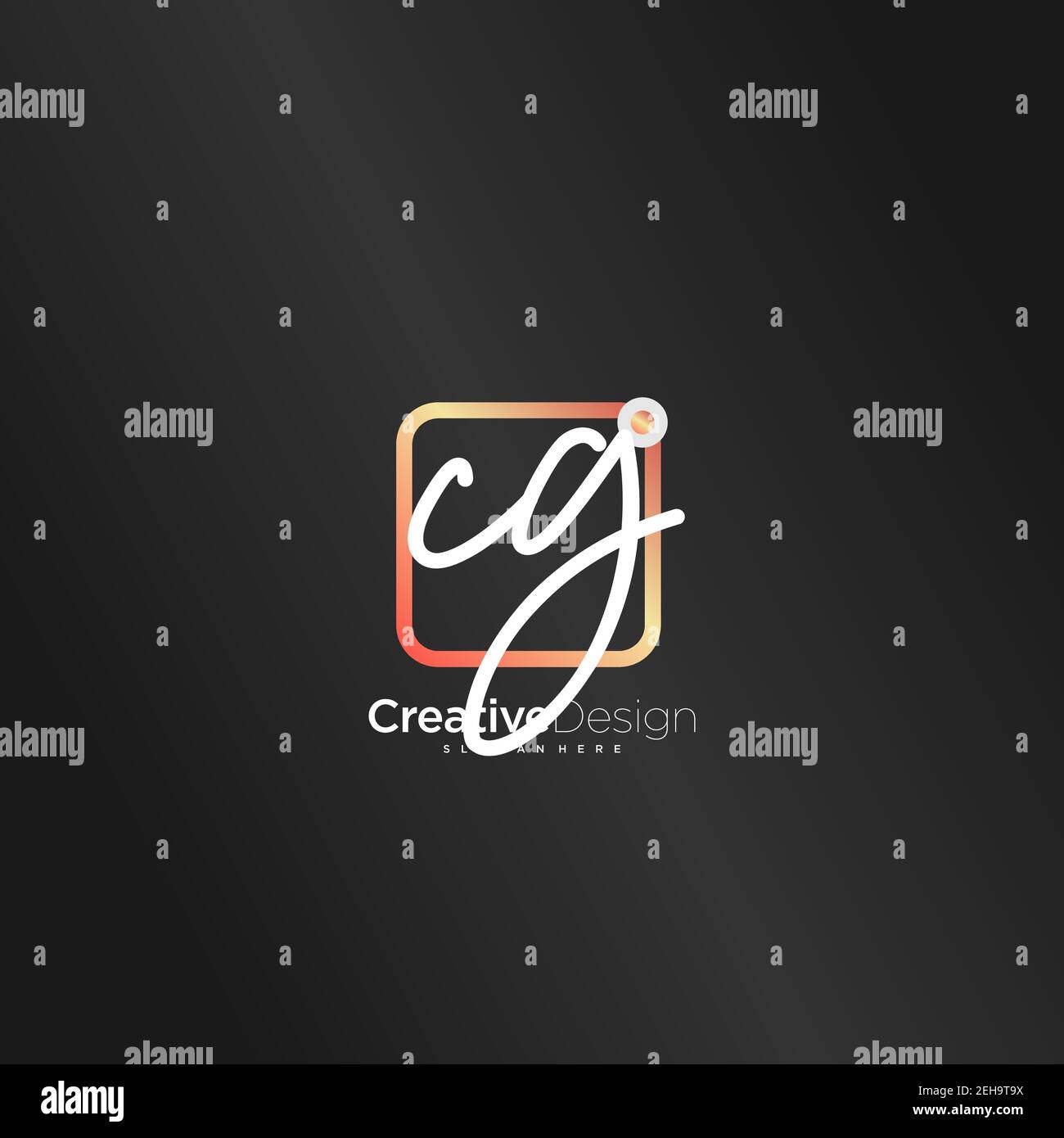 CG Initial Letter handwriting logo hand drawn colorful box vector, logo ...