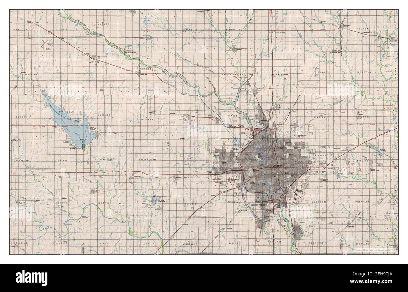 Wichita, Kansas, map 1985, 1:100000, United States of America by ...