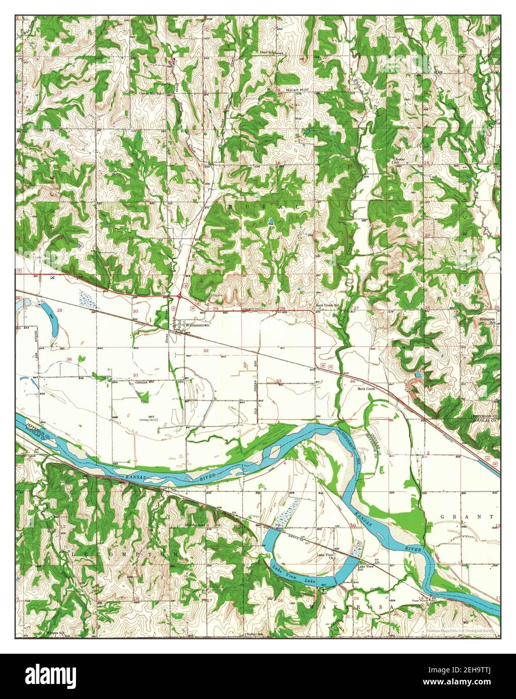 Williamstown, Kansas, map 1949, 1:24000, United States of America by ...