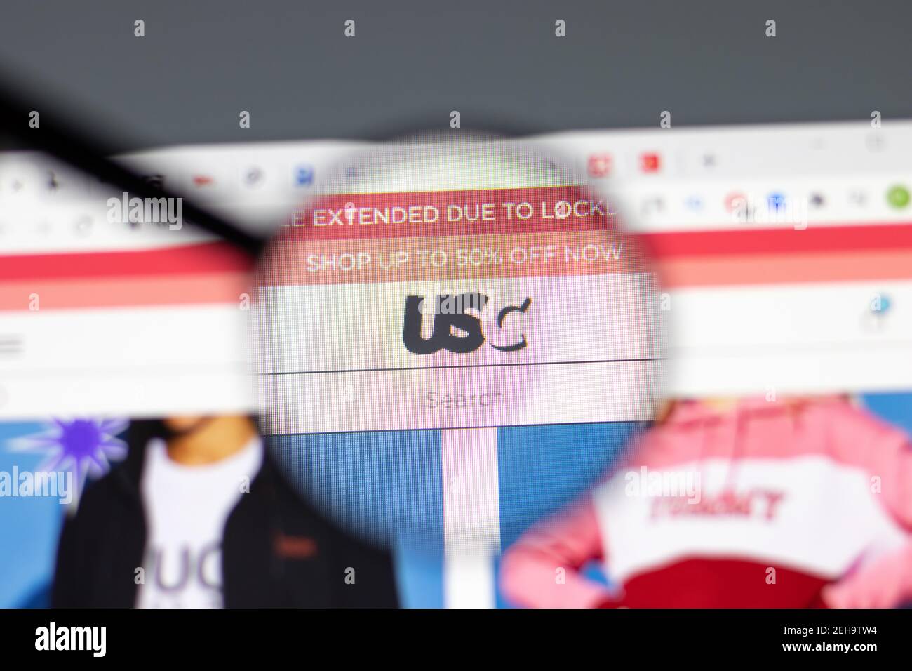 New York, USA - 15 February 2021: USC website in browser with company ...