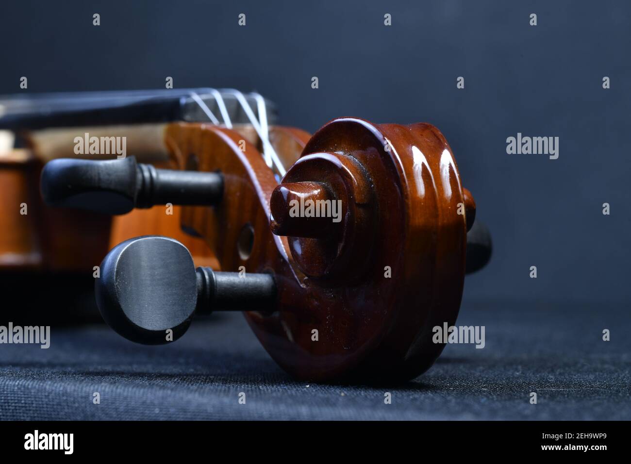 Full profile of beautiful violin on black background Stock Photo - Alamy