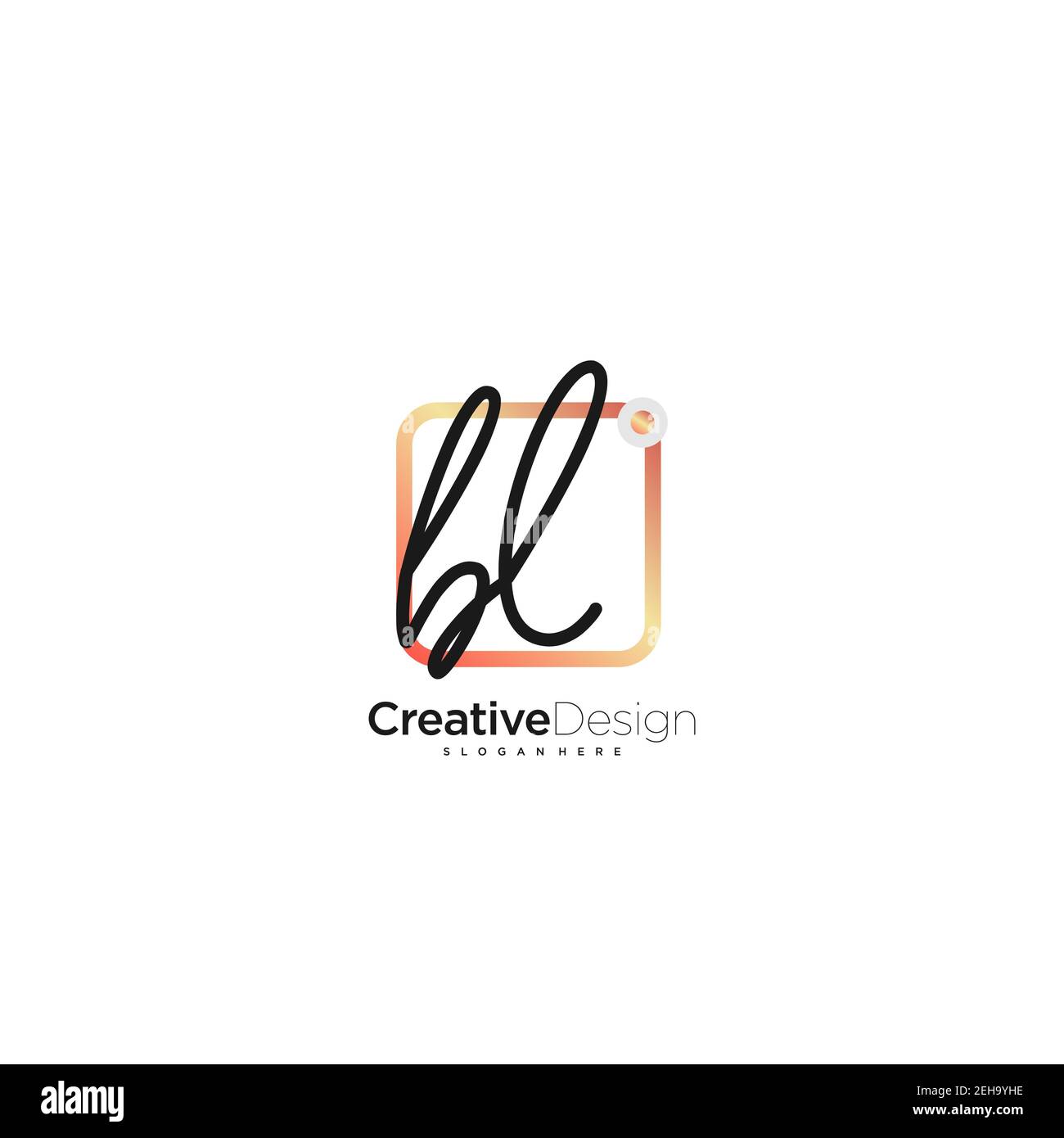 BL Initial Letter handwriting logo hand drawn colorful box vector, logo ...