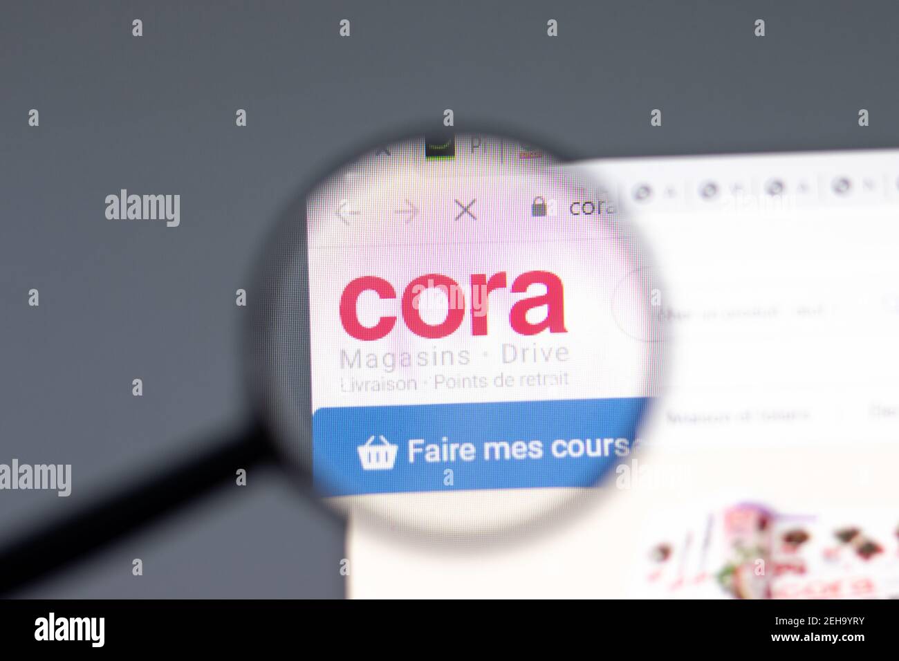 New York, USA - 15 February 2021: Cora website in browser with company ...